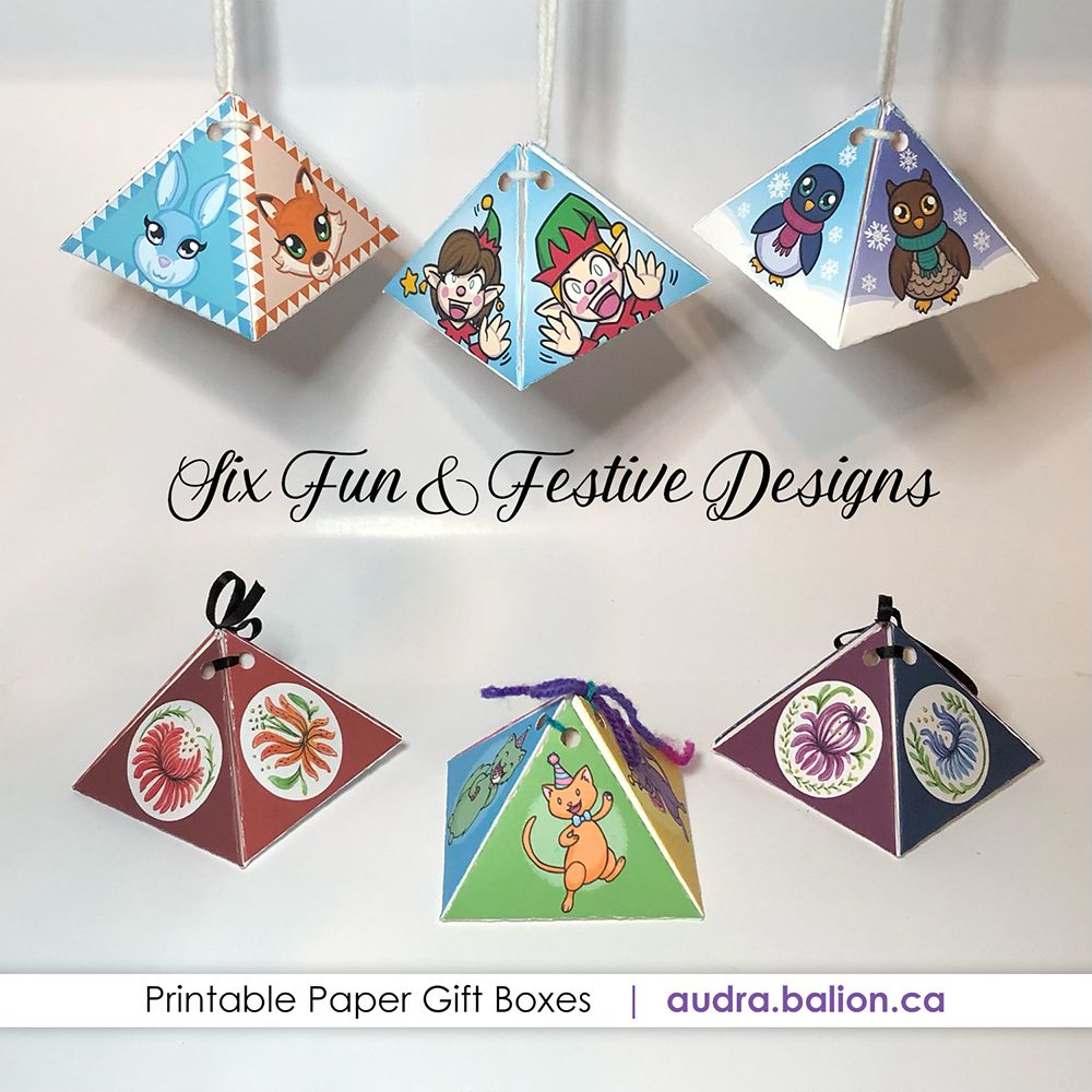 Printable Paper Pyramid Gift Boxes - Audra Balion