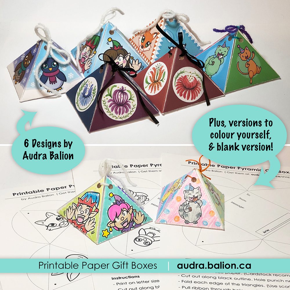 Printable Paper Pyramid Gift Boxes - Audra Balion